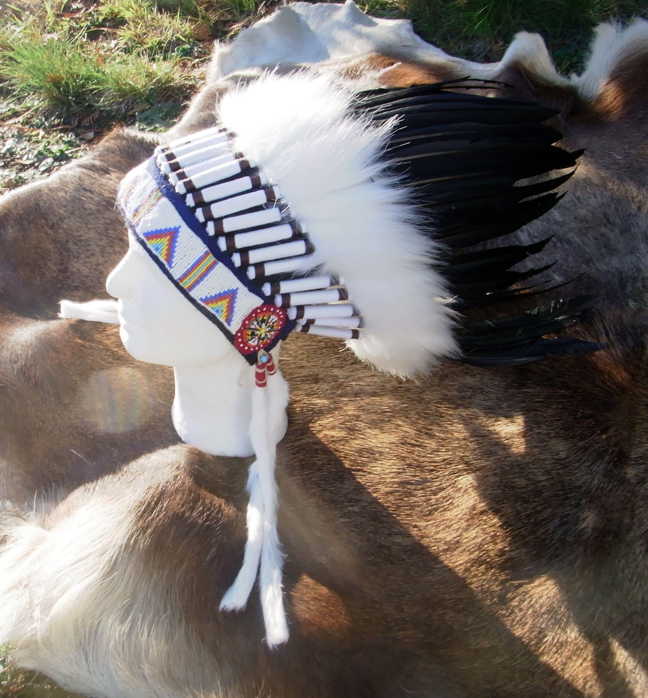 Lakota Style Feather Bonnet Warbonnet Feather Headdress - Etsy