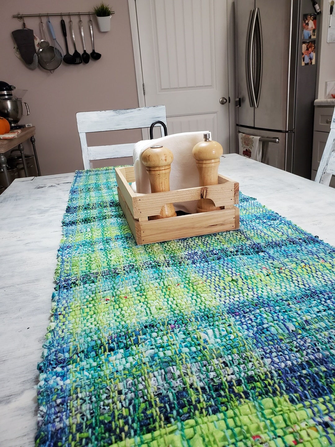 Cotton Fabric Strips Table Runner. Table Runner Loom Woven. Long Runner ...