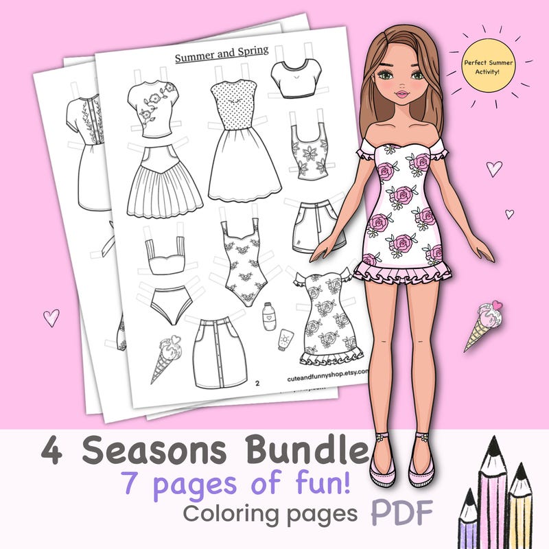 4 Girls Paper Dolls - Etsy