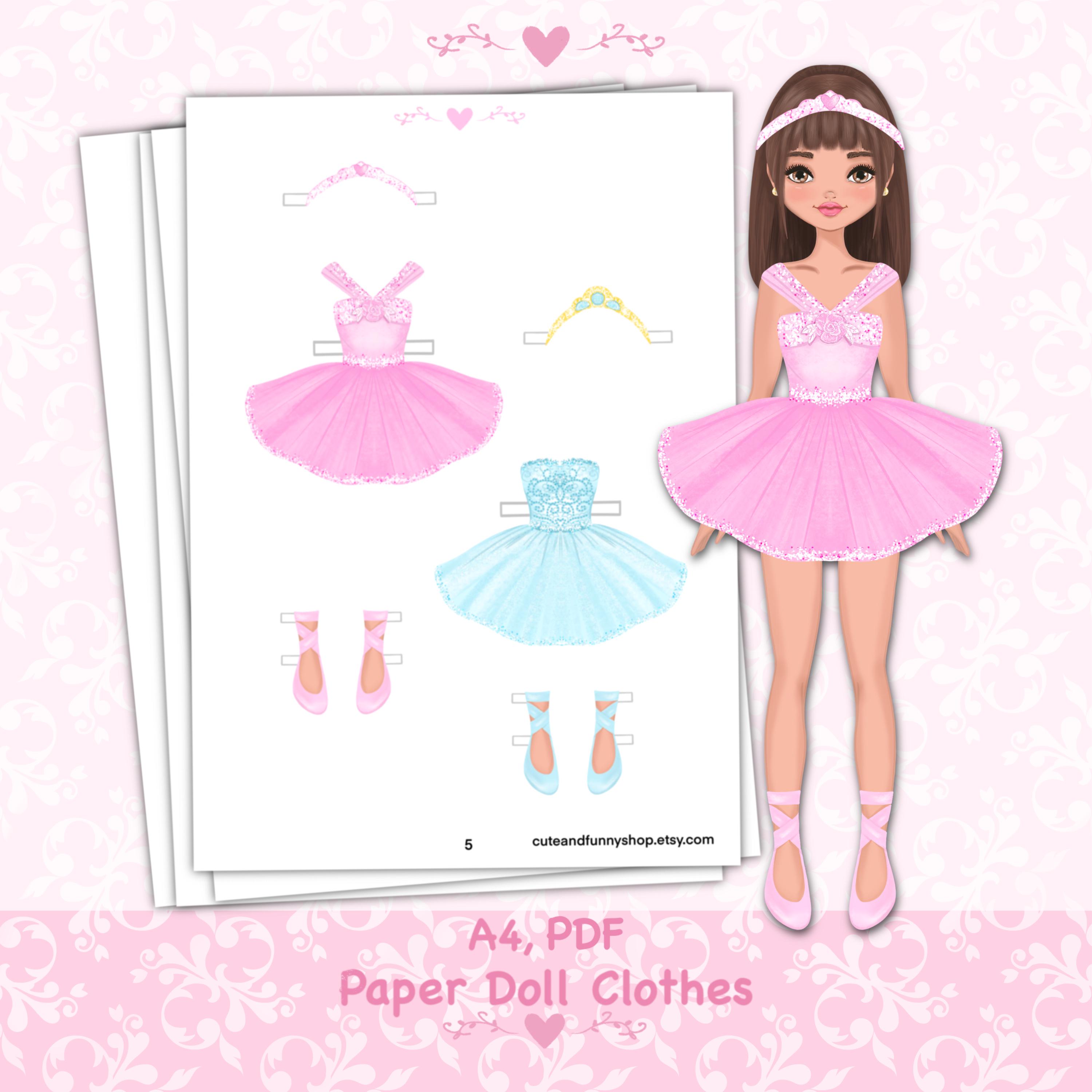 Paper Doll Printable With Clothes. PDF. Digital Download. Princess Doll ...