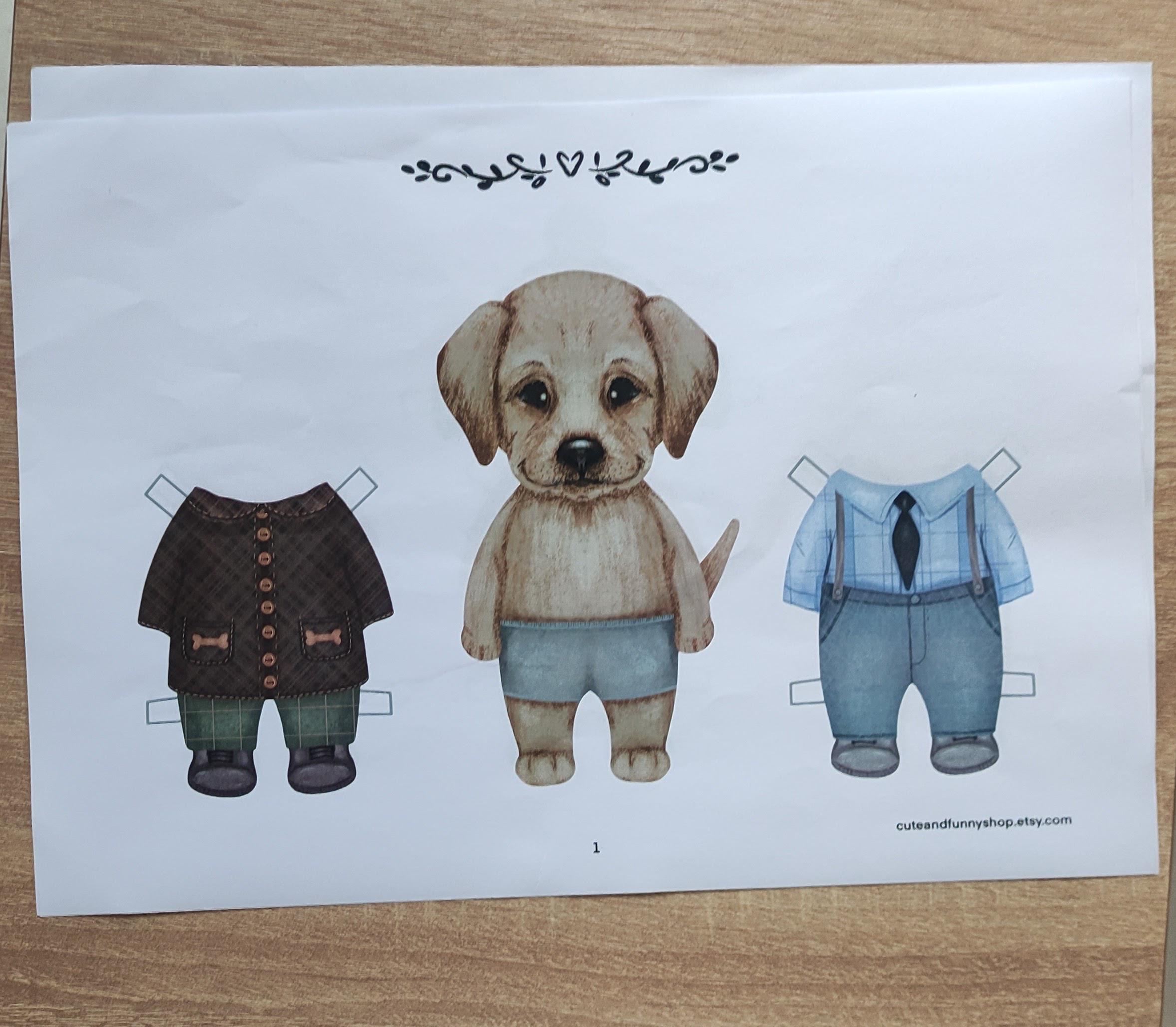 Dog Paper Doll Printable, Dress-up Clothes, DIY Craft (PDF). Dress Up ...