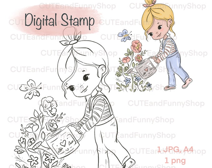 Birthday Digital Stamps Set: Hand Drawn Printable Balloons, Cake ...