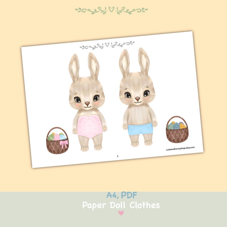 Easter Bunny Paper Doll Printable, Dress-up Clothes (PDF), Cutout. - Etsy