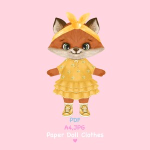 Paper Doll Printable With Clothes. Digital Download. Baby Fox, Animal ...
