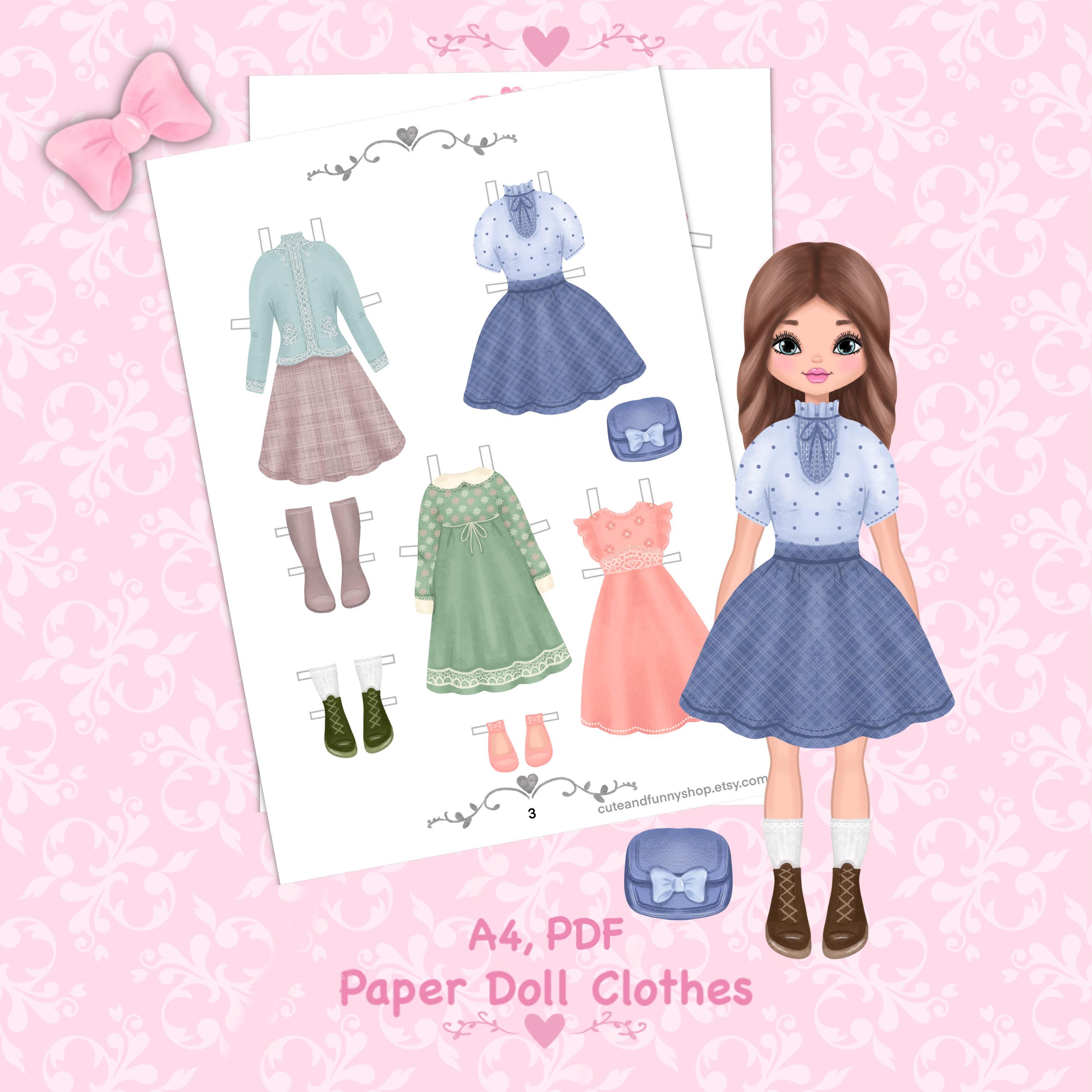 Paper Doll Printable With Clothes. PDF. Digital Download. Fashion Girl ...