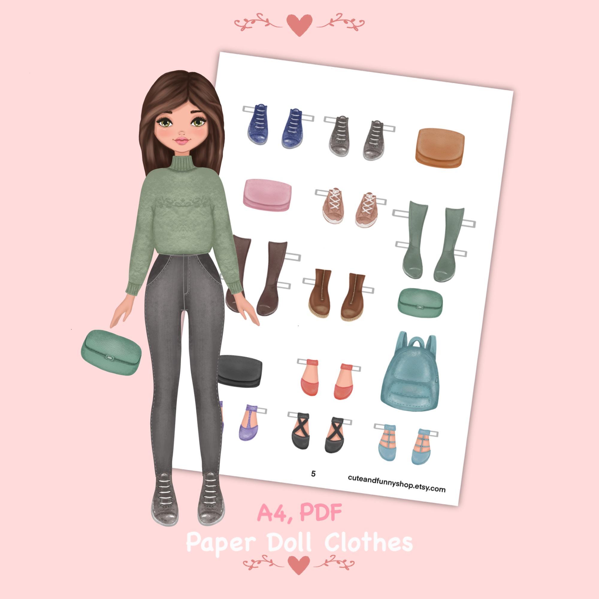 Paper Doll Printable With Clothes. PDF. Digital Download. Fashion Girl ...