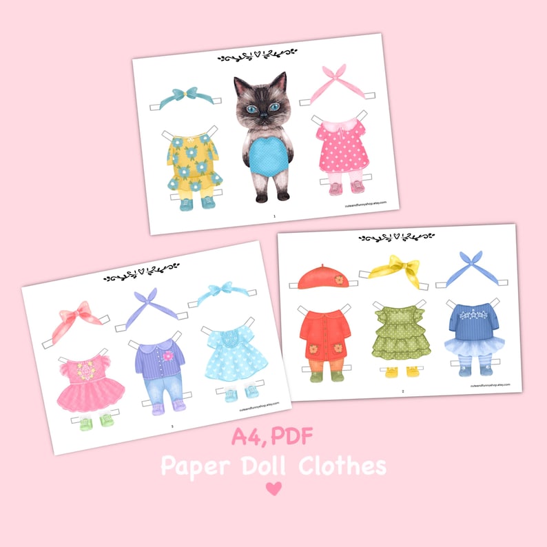 Paper Doll Printable With Clothes. Digital Download. Paper Doll Animal ...