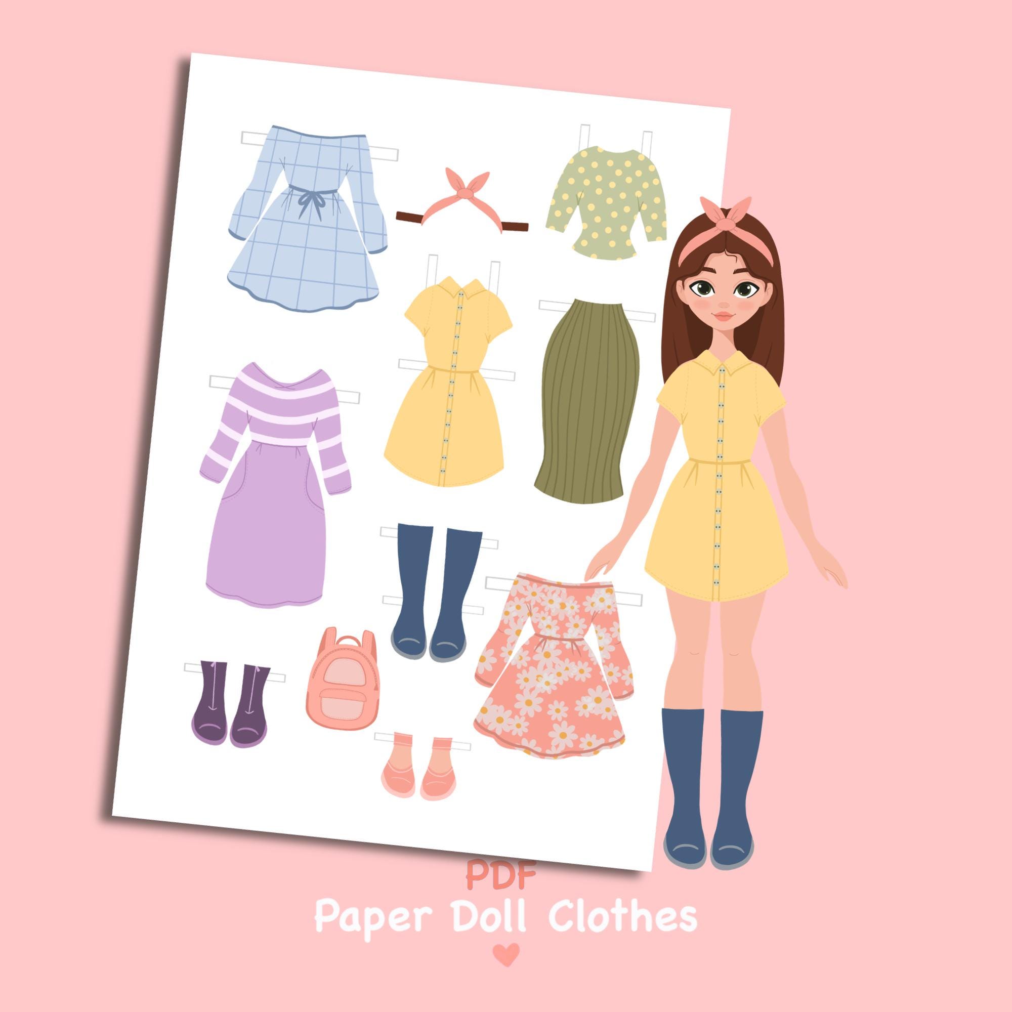 Paper Doll Printable With Clothes. PDF. Digital Download. Fashion Girl ...