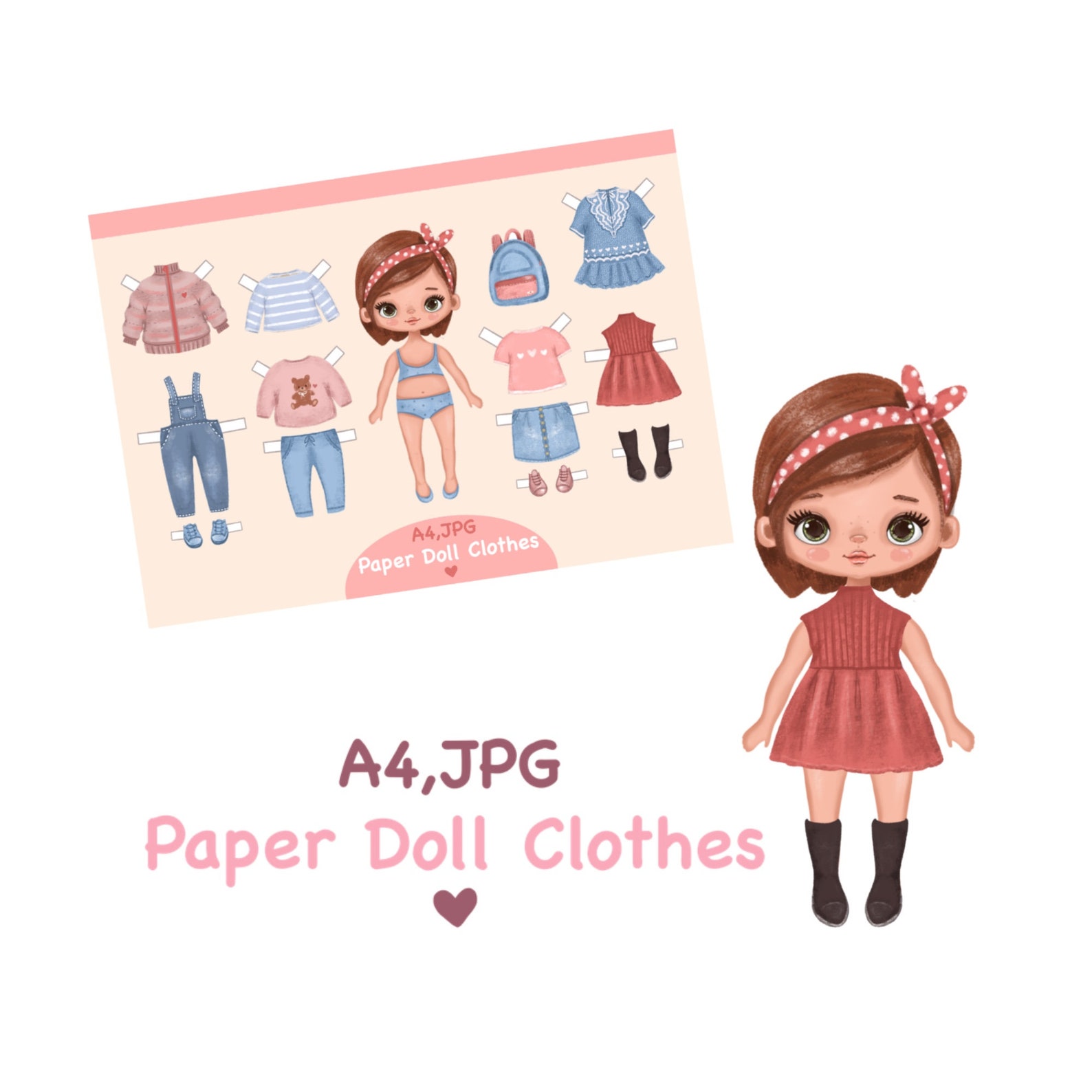 Paper Dolls Printable With Clothes. PDF. Digital Download. Fashion Girl ...