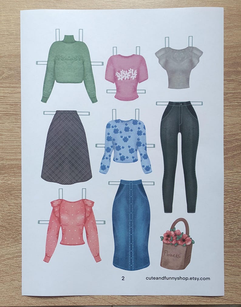 Printable Fashion Paper Doll With Clothes (digital Download). Dress Up ...