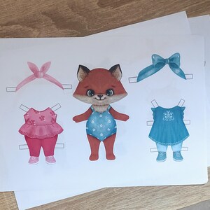 Paper Doll Printable With Clothes. Digital Download. Baby Fox, Animal ...