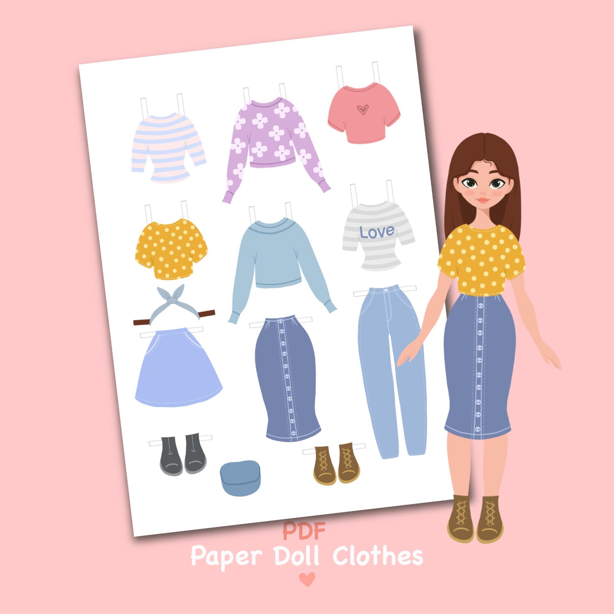 Paper Doll Printable With Clothes. PDF. Digital Download. Fashion Girl ...