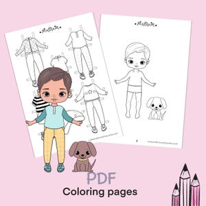 Paper Doll Printable With Clothes. Coloring Page, Book. Outline ...