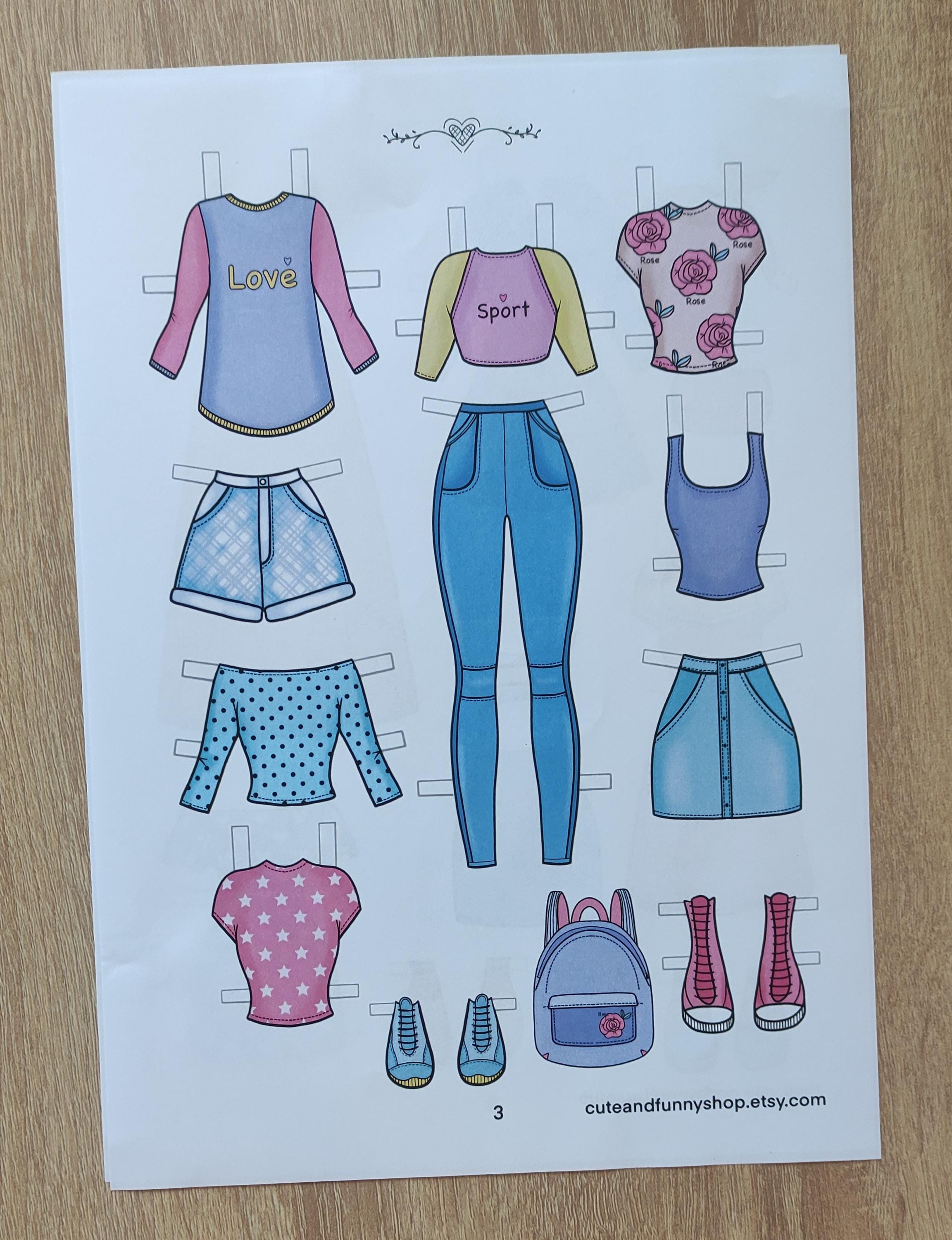 Paper Doll Printable With Clothes. PDF. Digital Download. Fashion Girl ...