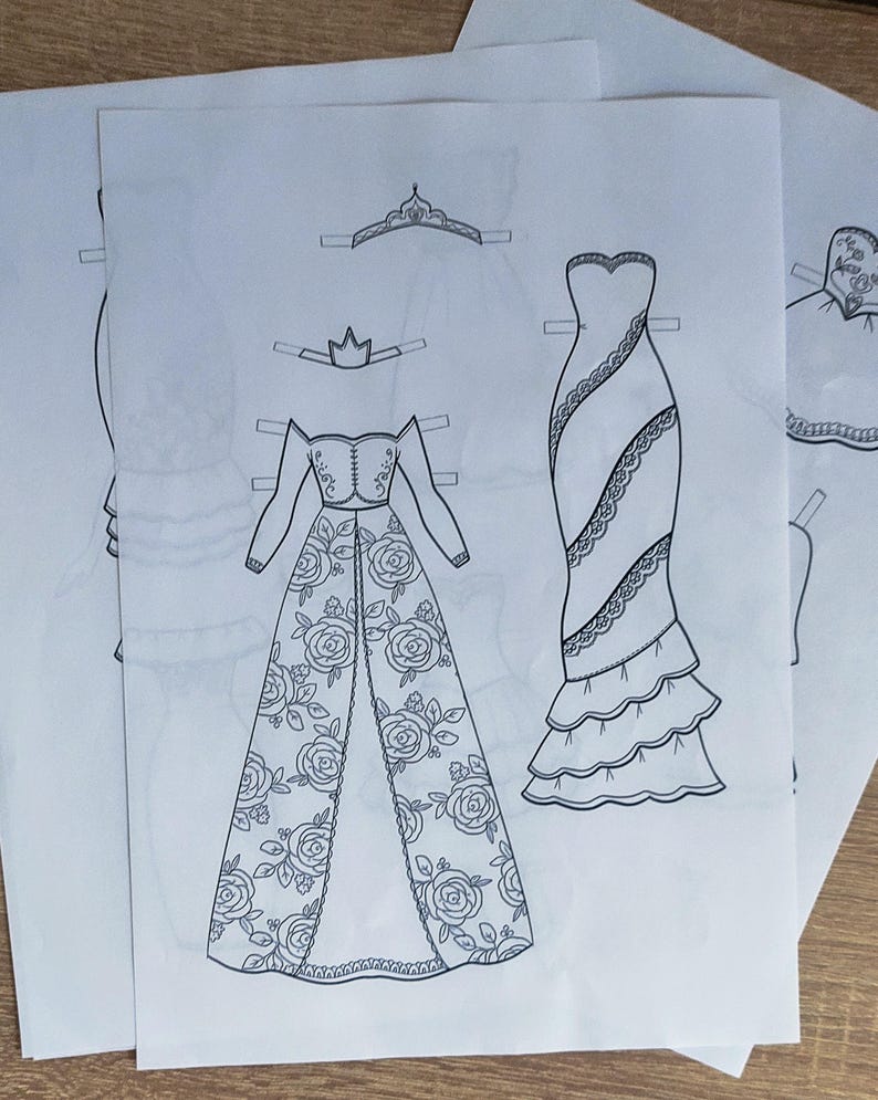 Paper Doll Printable With Clothes. Coloring Page, Book. Outline ...