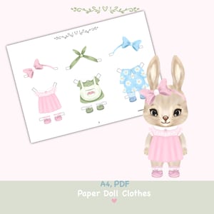 Paper Doll Printable With Clothes. Digital Download. Paper Doll Animal ...