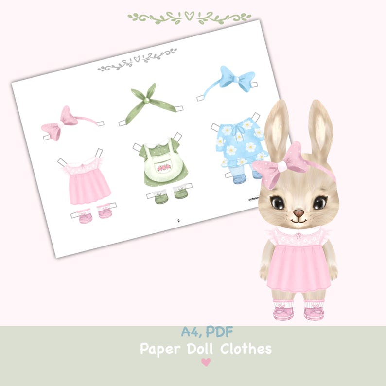 Easter Bunny Paper Doll Printable, Dress-up Clothes (PDF), Cutout. - Etsy