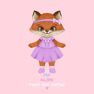 Paper Doll Printable With Clothes. Digital Download. Baby Fox, Animal ...