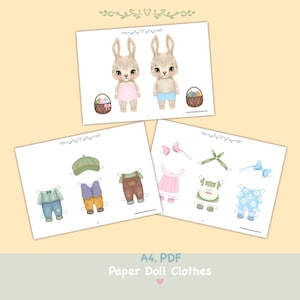 Paper Doll Printable With Clothes. Digital Download. Paper Doll Animal ...