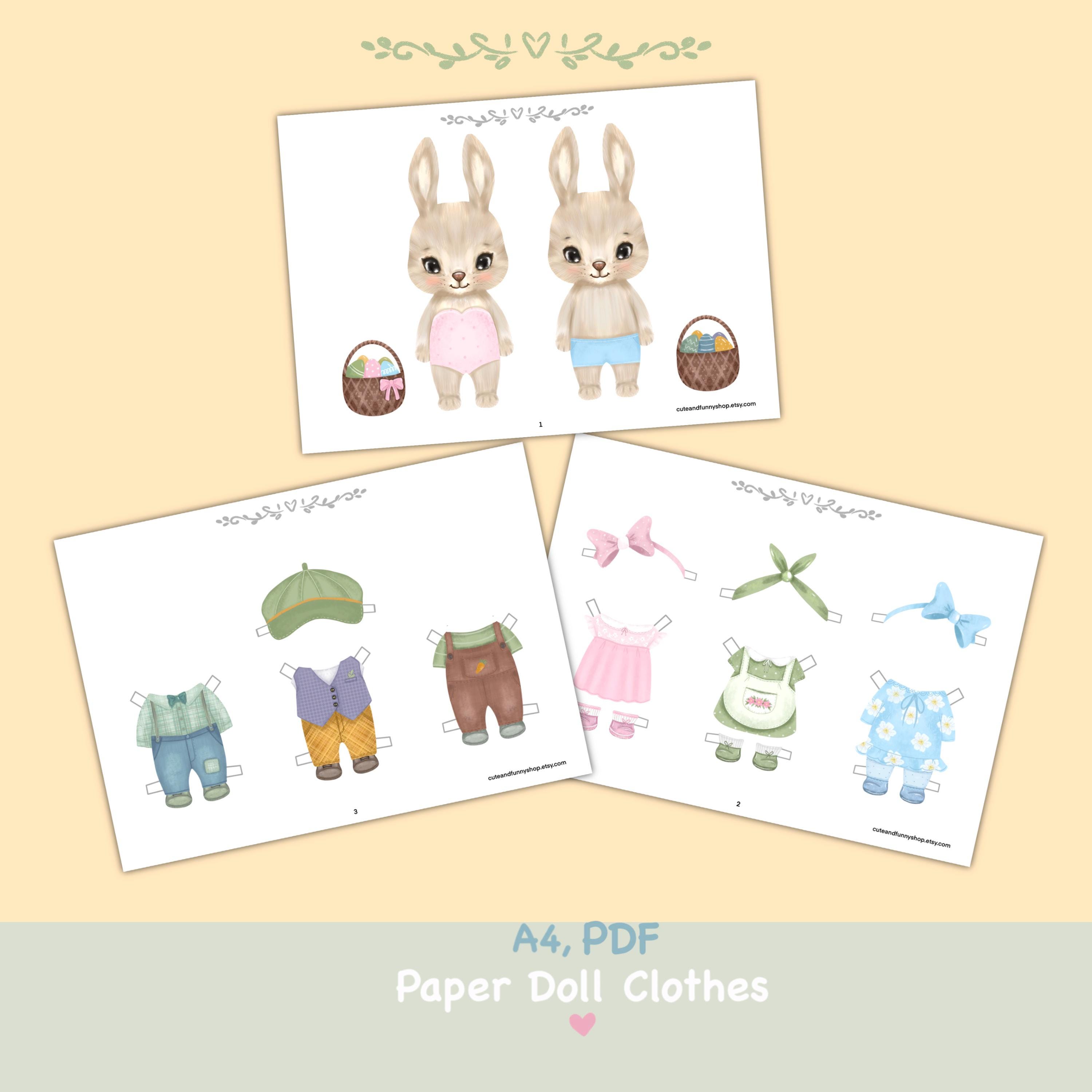 Easter Bunny Paper Doll Printable, Dress-up Clothes (PDF), Cutout. - Etsy