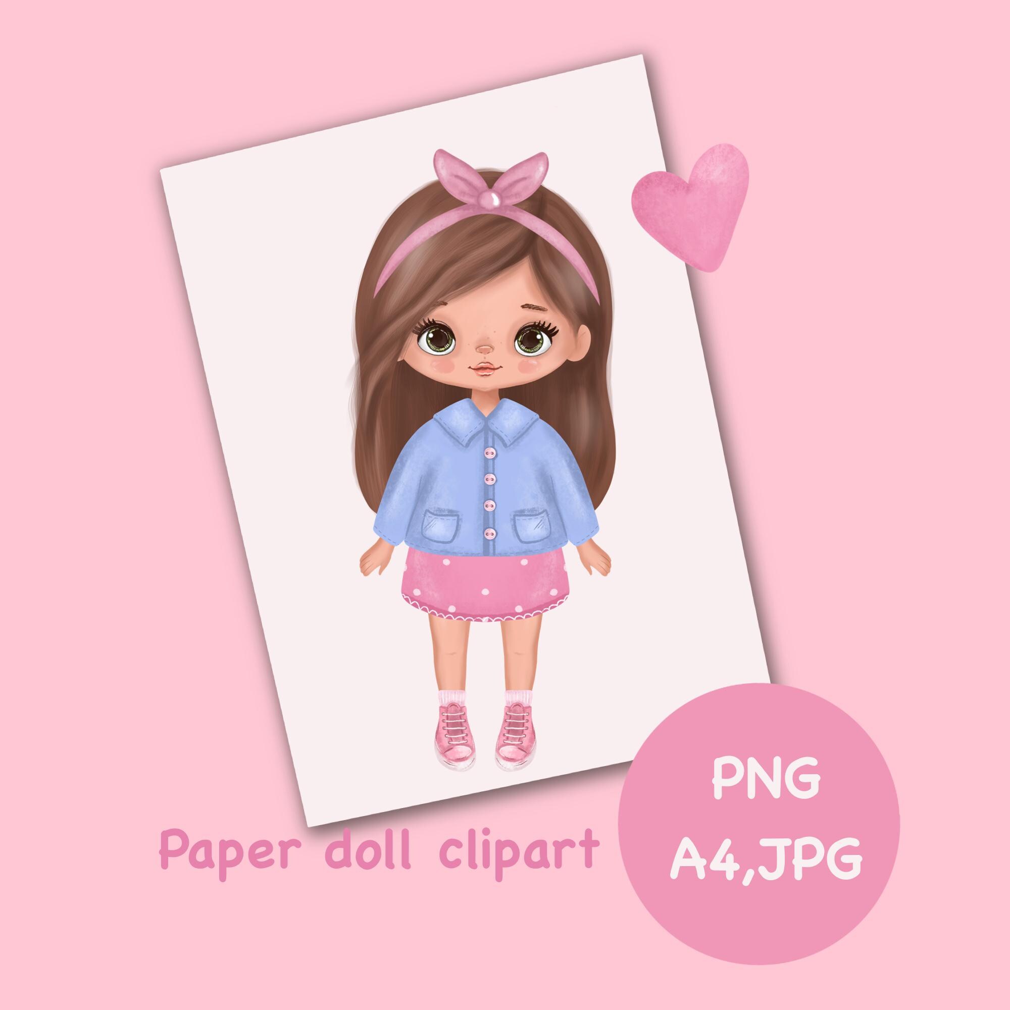 Paper Doll Printable With Clothes. Paper Doll Clipart. Cute Girl PNG ...