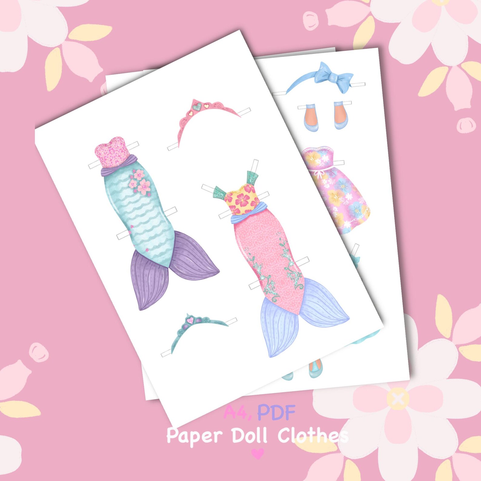 Paper Doll Printable With Clothes. PDF. Digital Download. Princess Doll ...