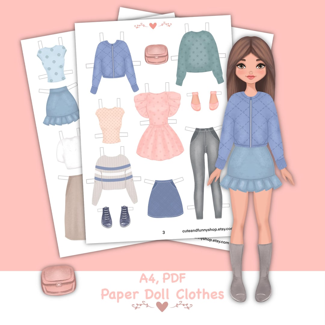 Paper Doll Printable With Clothes. PDF. Digital Download. Fashion Girl ...