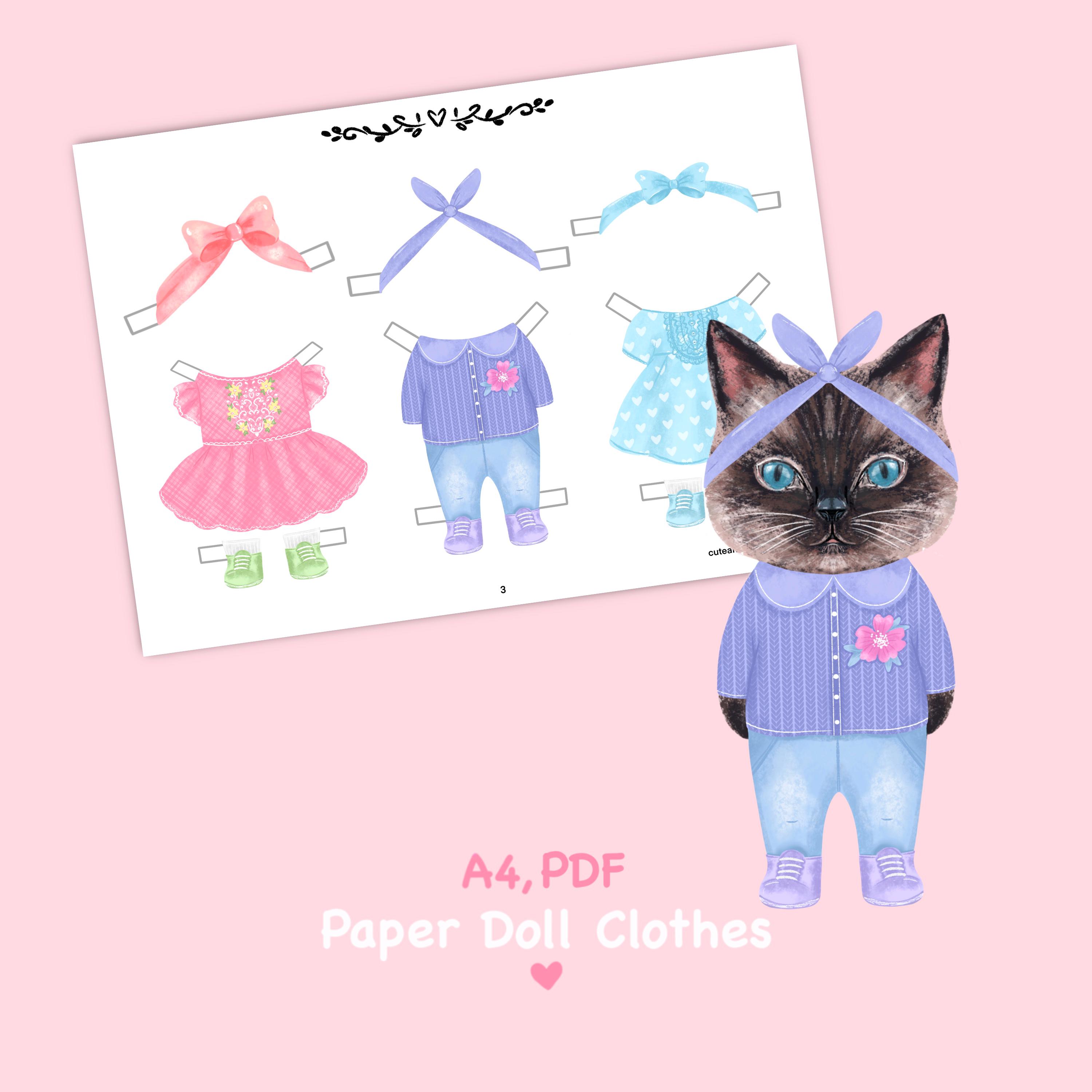 Paper Doll Printable With Clothes. Digital Download. Paper Doll Animal ...