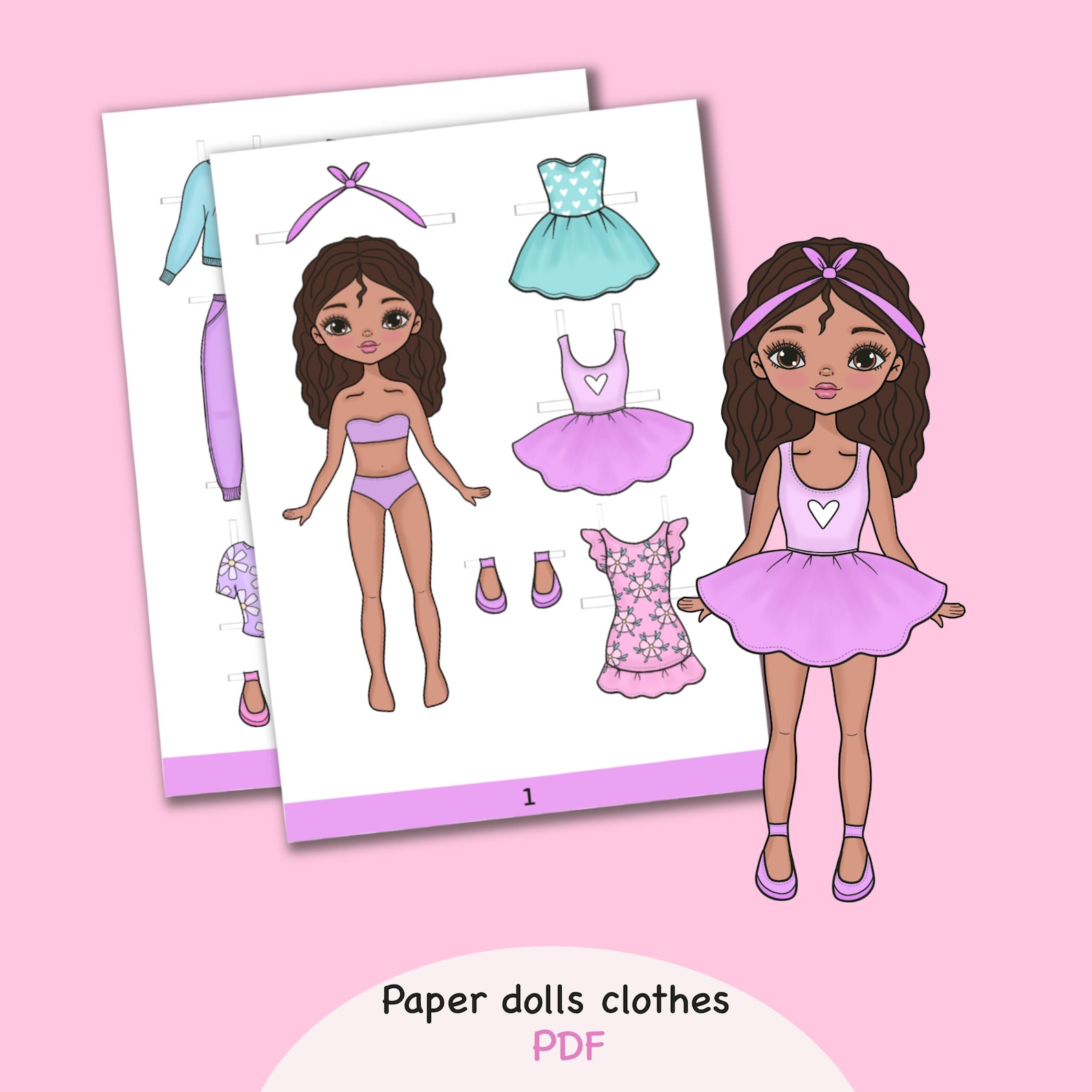 Paper Doll Printable With Clothes. PDF. Digital Download. Fashion Girl ...