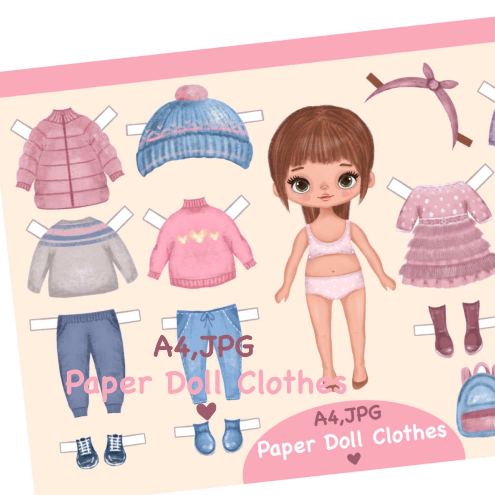 Paper Dolls Printable With Clothes. PDF. Digital Download. Fashion Girl ...