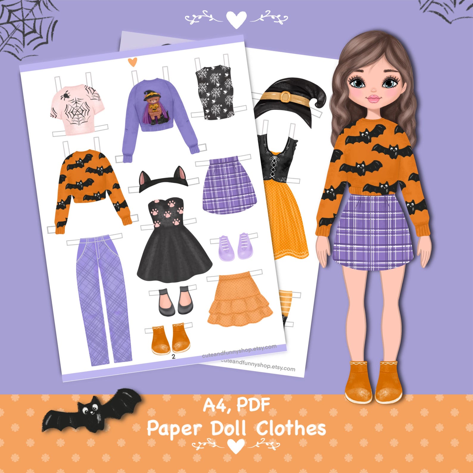 Paper Doll Printable With Clothes. PDF. Digital Download. Fashion Girl ...