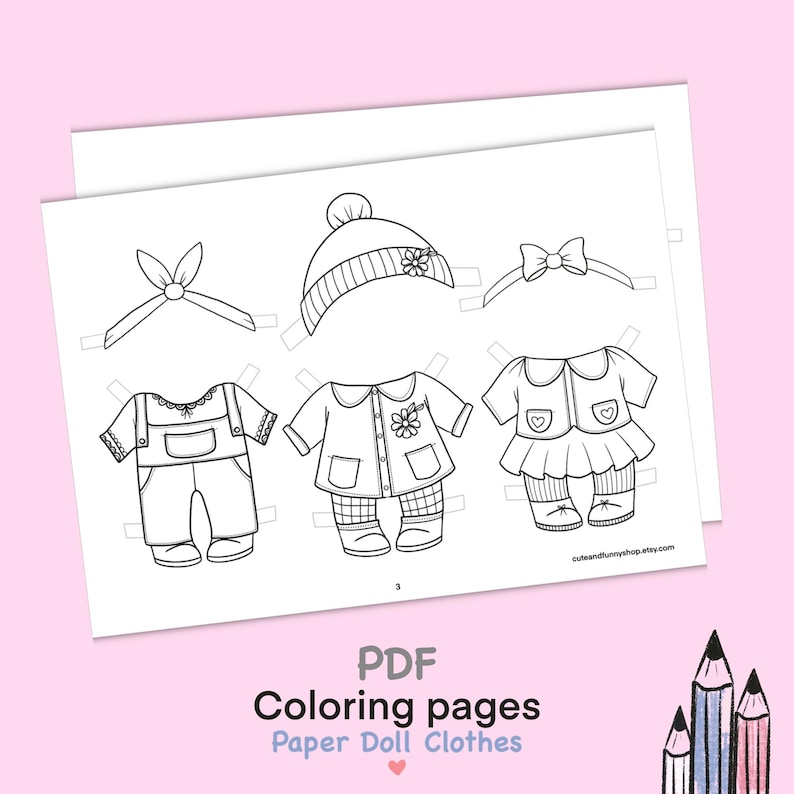 Paper Doll Printable With Clothes. Coloring Page, Book. Outline ...
