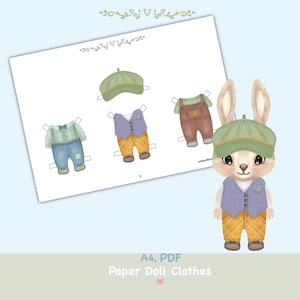 Paper Doll Printable With Clothes. Digital Download. Paper Doll Animal ...