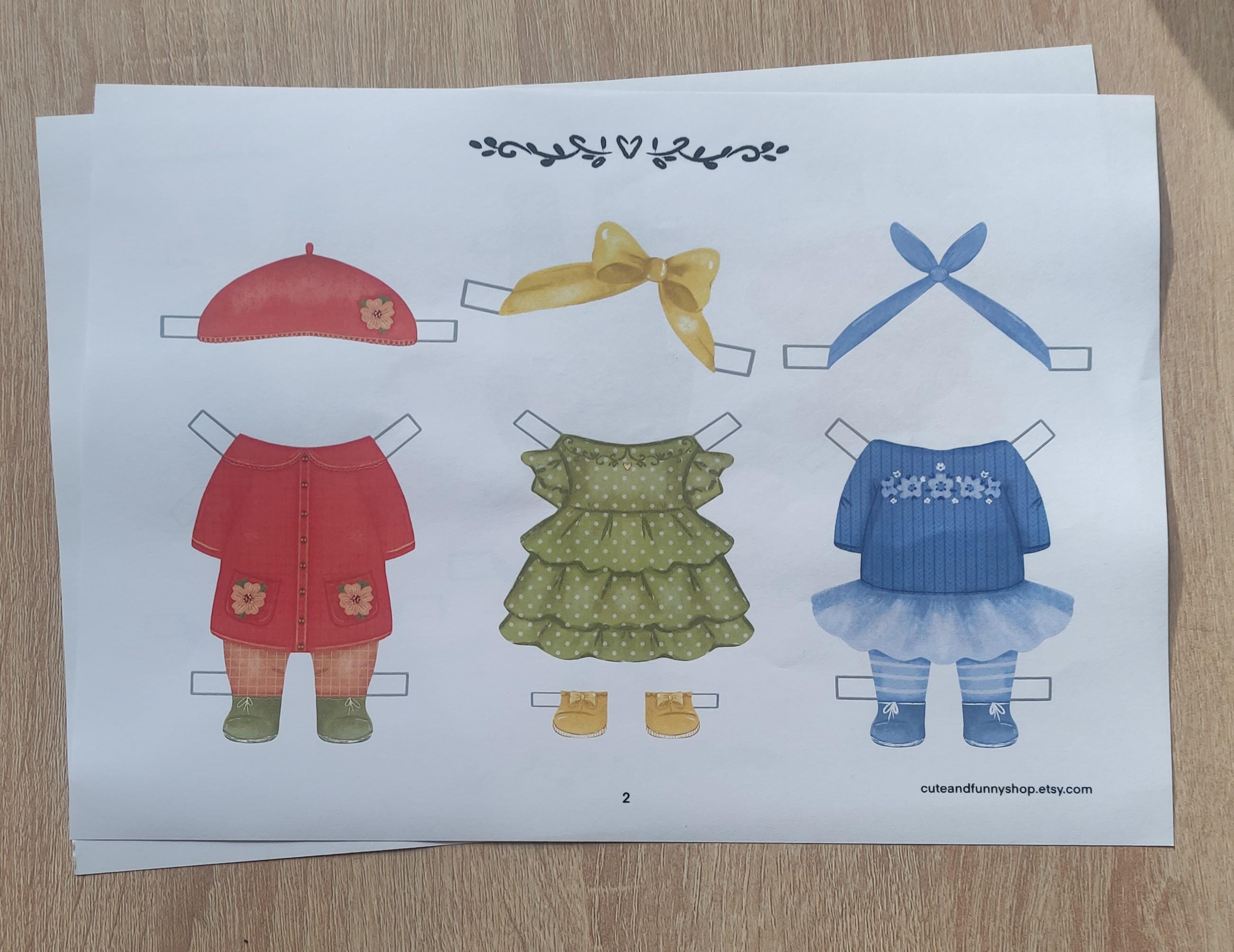 Paper Doll Printable With Clothes. Digital Download. Paper Doll Animal ...