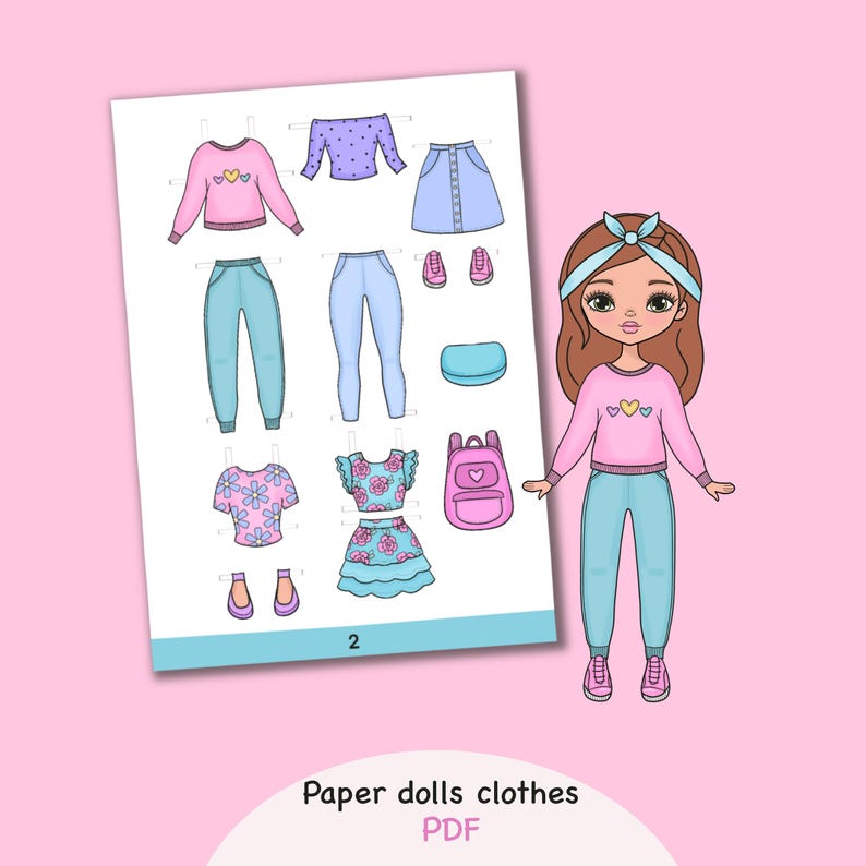 Paper Doll Printable With Clothes. PDF. Digital Download. Fashion Girl ...