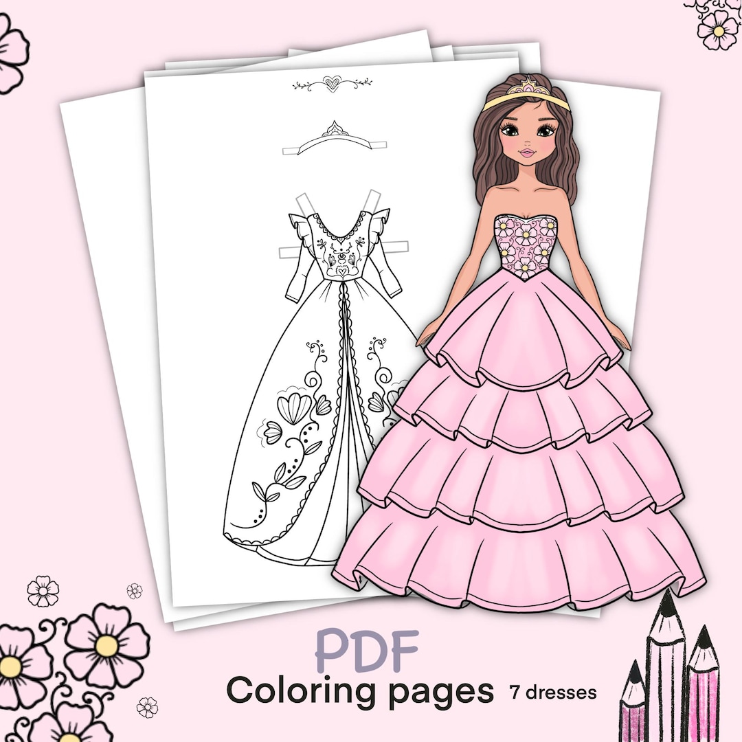 Paper Doll Printable With Clothes. Coloring Page, Book. Outline ...