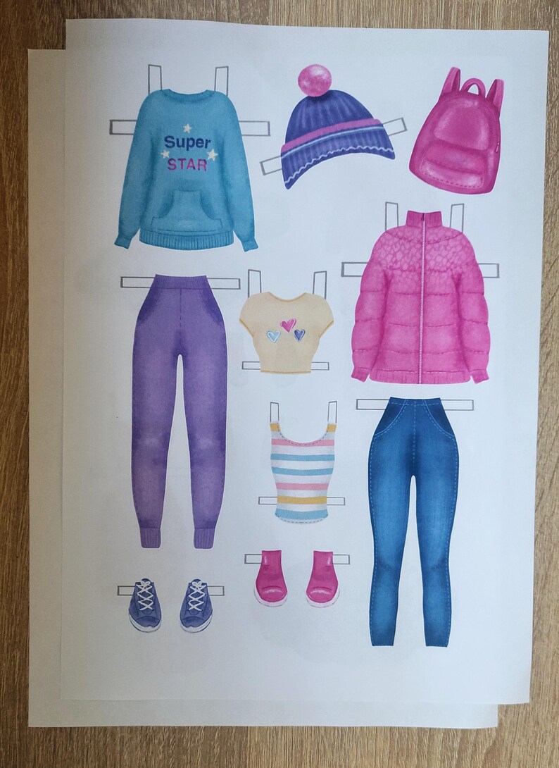 Fashion Girl Paper Doll Printable, DIY Clothes (PDF, JPG). Dress Up ...