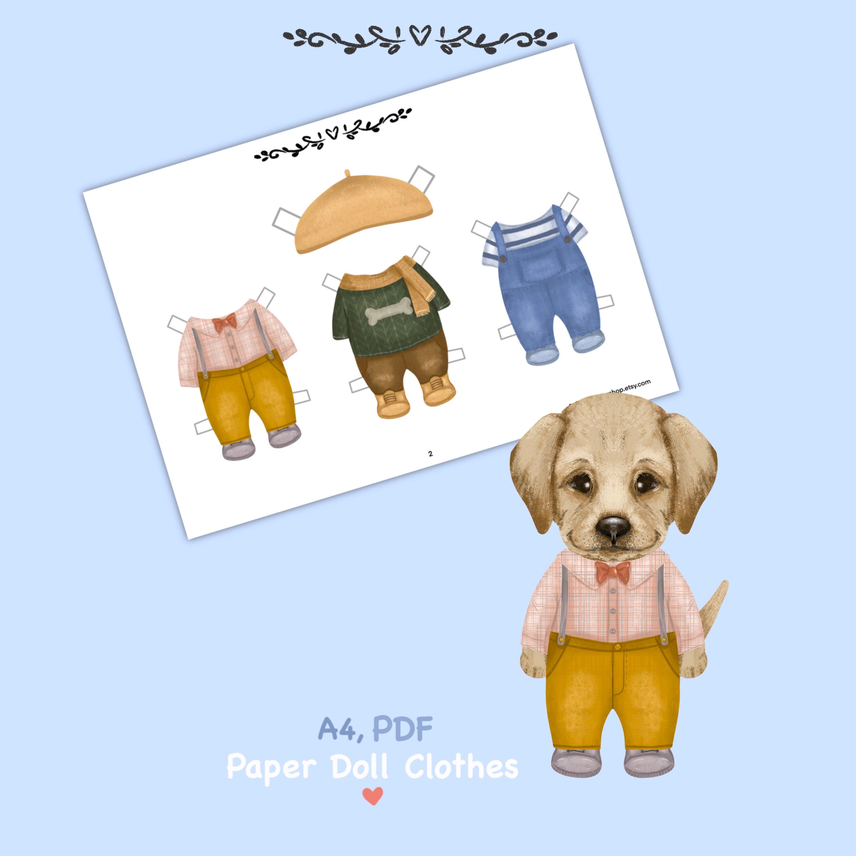 Dog Paper Doll Printable, Dress-up Clothes, DIY Craft (PDF). Dress Up ...