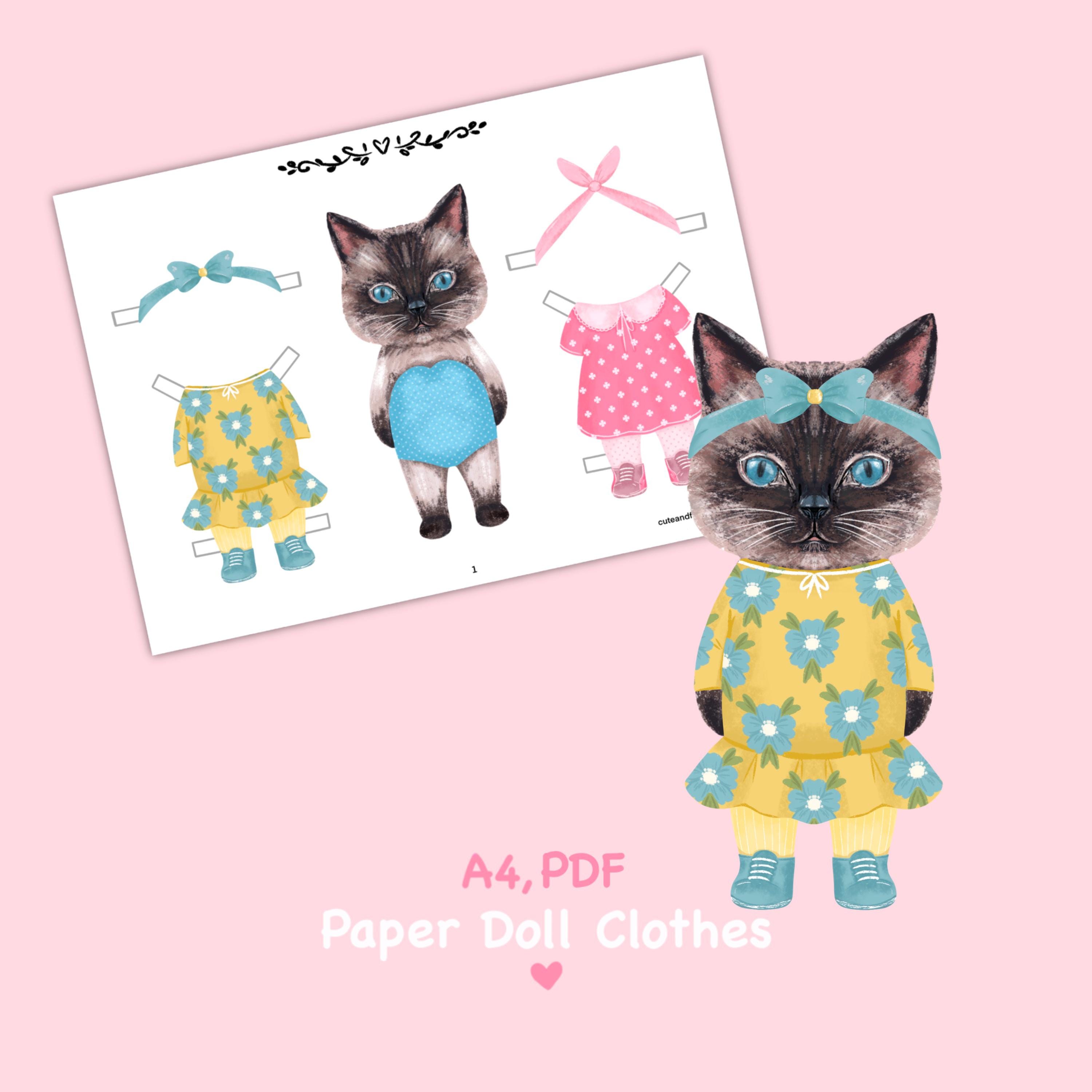 Paper Doll Printable With Clothes. Digital Download. Paper Doll Animal ...