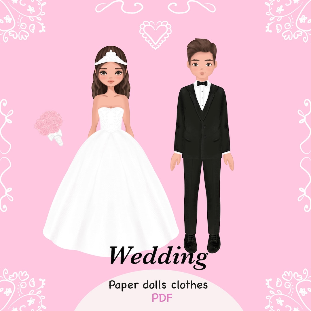 Paper Dolls Wedding. Paper Doll Printable With Clothes. PDF. Digital ...