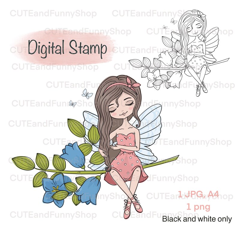 Fairy Digi Stamps - Etsy