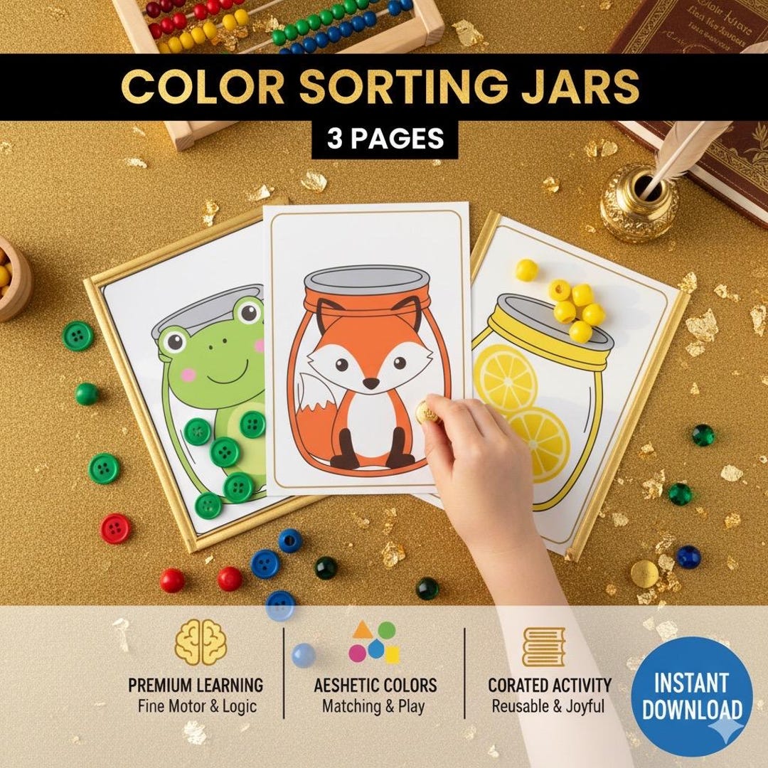 Color Sorting Jars Printable for Kids | Preschool Learning Activity ...
