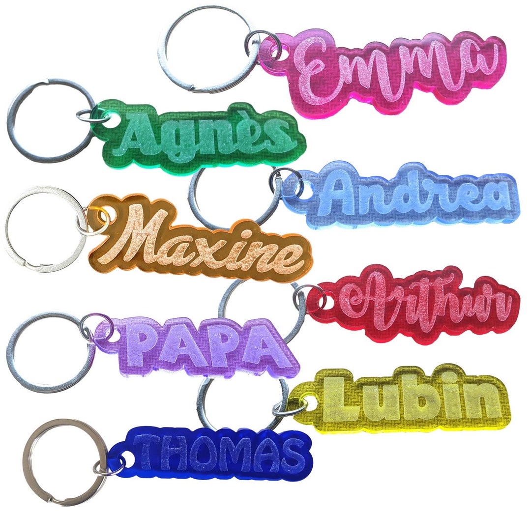 Personalized Key Ring in Acrylic. Engrave Your First Name or the Text ...