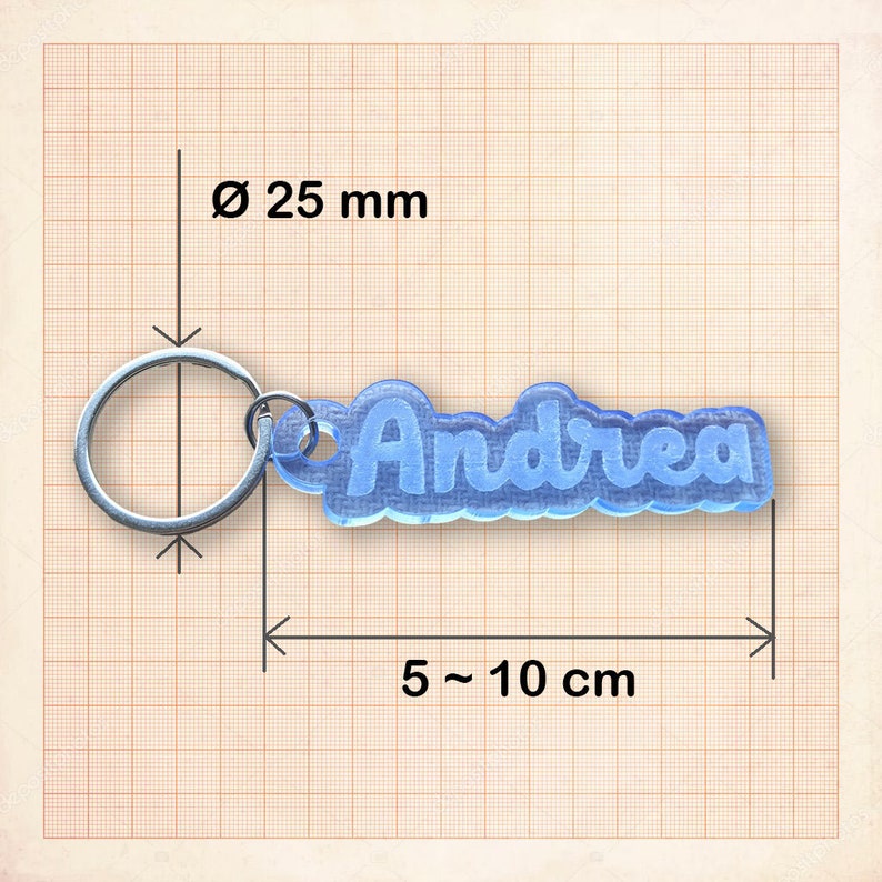 Personalized Key Ring in Acrylic. Engrave Your First Name or the Text ...