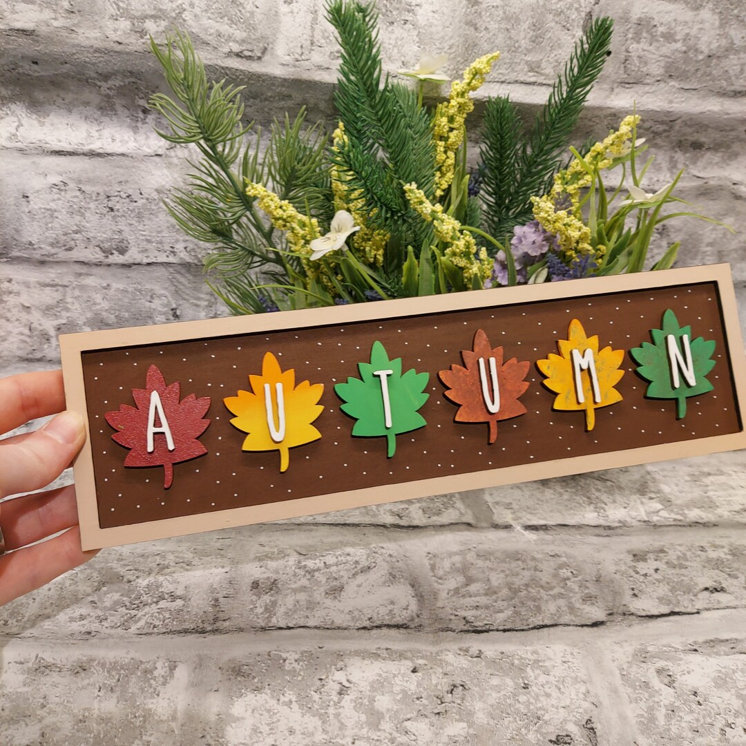Autumn Leaves Farmhouse Wood Framed Sign, Hand Painted Autumn Home ...