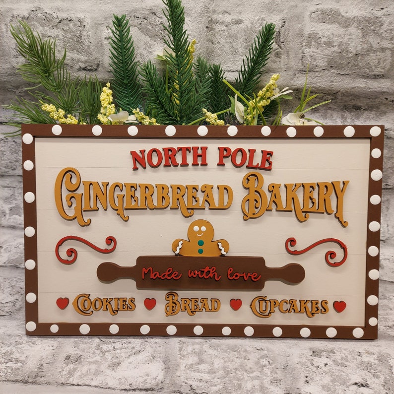 North Pole Gingerbread Bakery Christmas Wall Art Farmhouse Etsy Uk