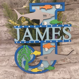 Shark Name Sign, Shark Bedroom Decor, Ocean Bedroom, Under the Sea ...