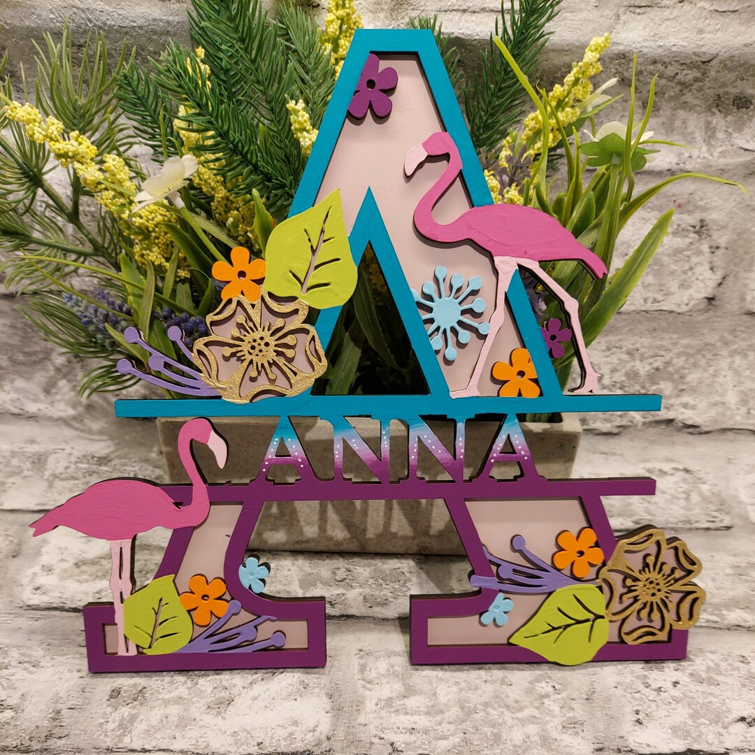 Personalised Flamingo Name Sign, Flamingo Kids Door Plaque, Flamingos ...