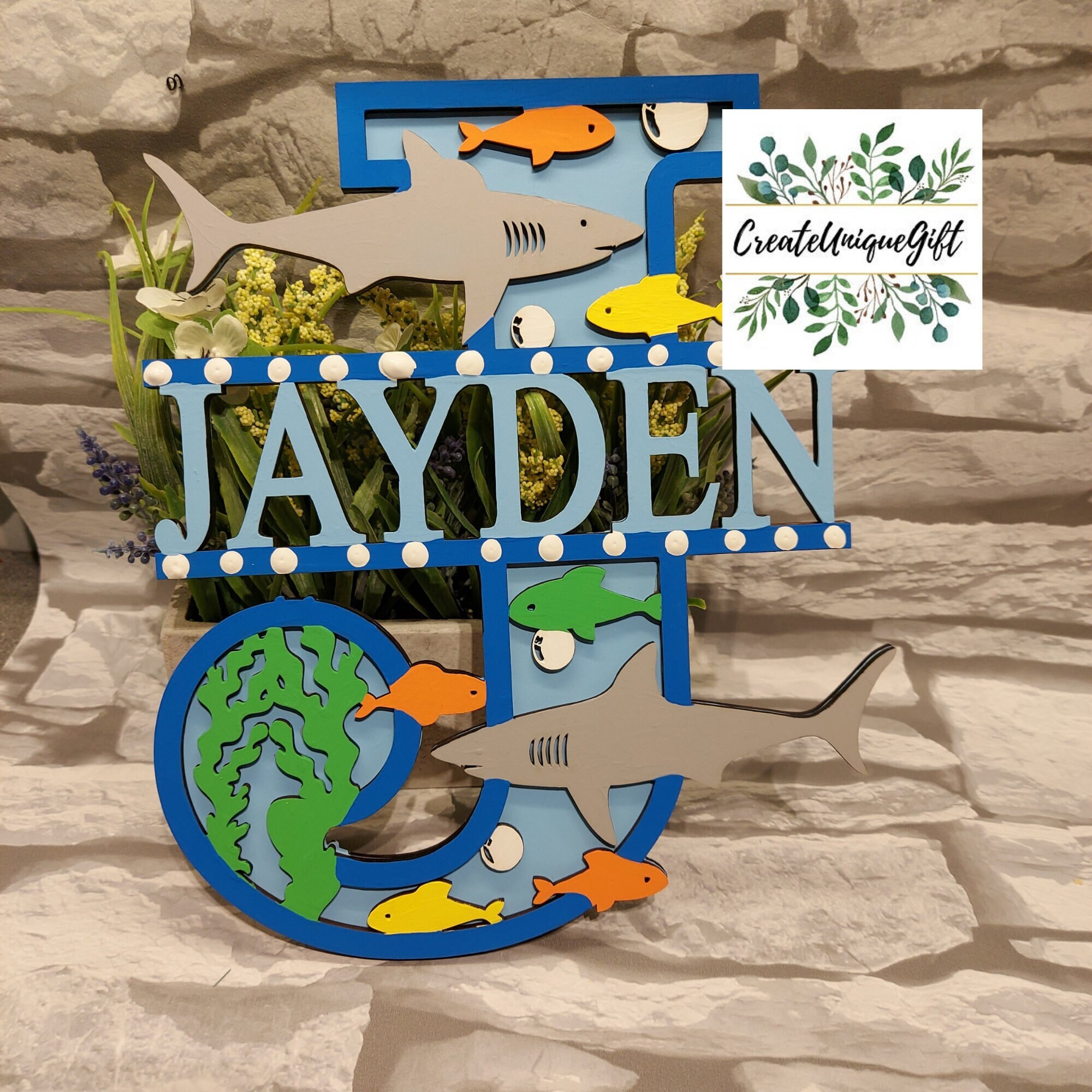 Shark Name Sign Shark Bedroom Decor Ocean Bedroom Under the - Etsy UK