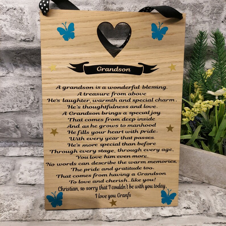 Grandson Poem Personalised Gift for Grandson New Grandson - Etsy UK